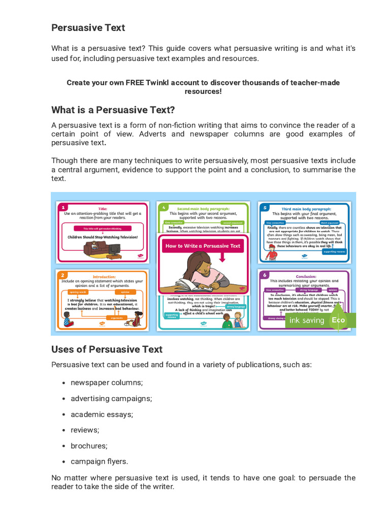 What Is A Persuasive Text - Twinkl Teaching Wiki - Twinkl | PDF ...