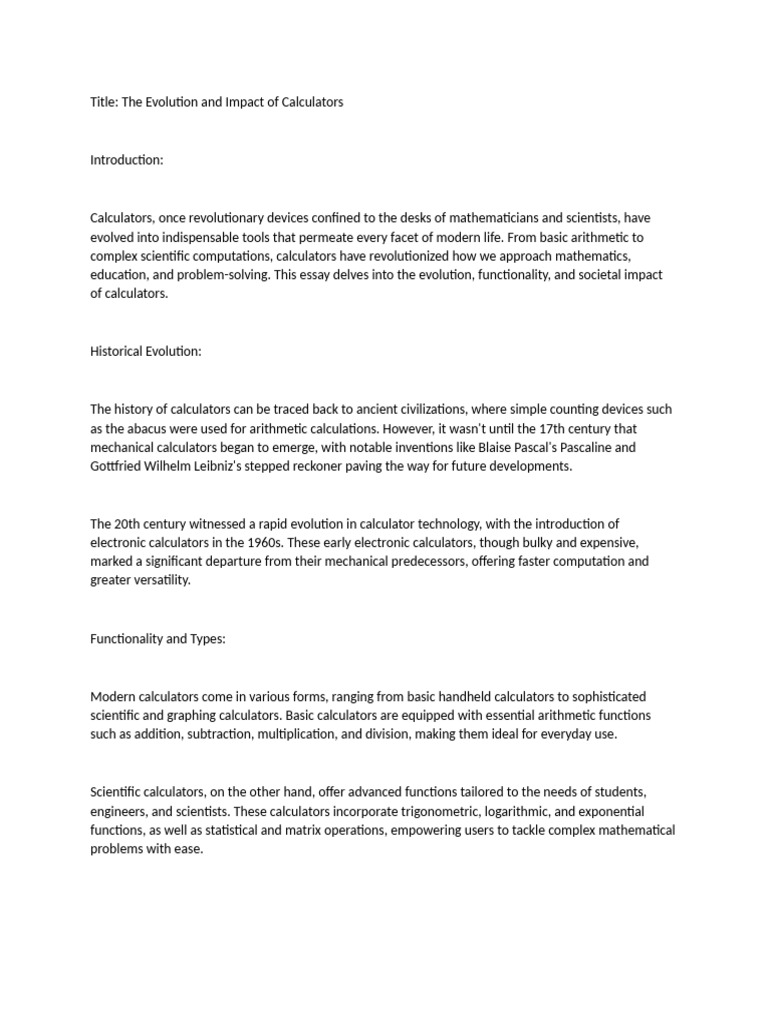 The Evolution and Impact of Calculators | PDF | Calculator | Arithmetic