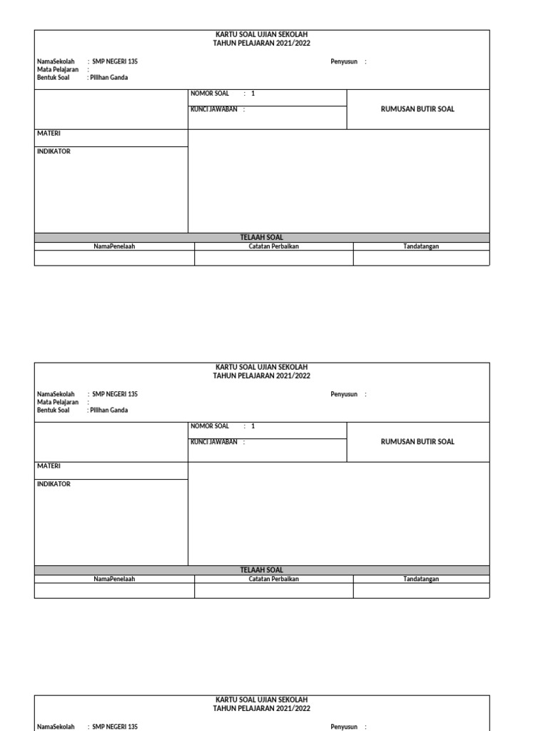 Kartu Soal ASS (1) | PDF