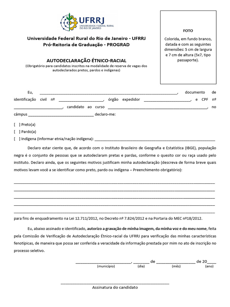 Formulario Autodeclaracao Ppi Belas Artes 2018 1 | PDF