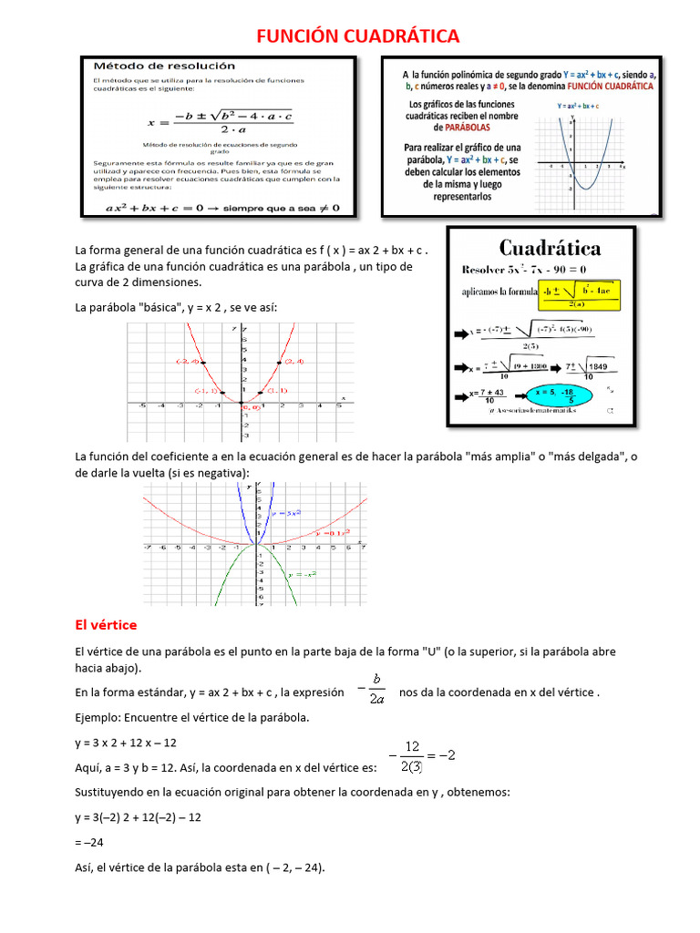 Función Cuadrática Clase | PDF