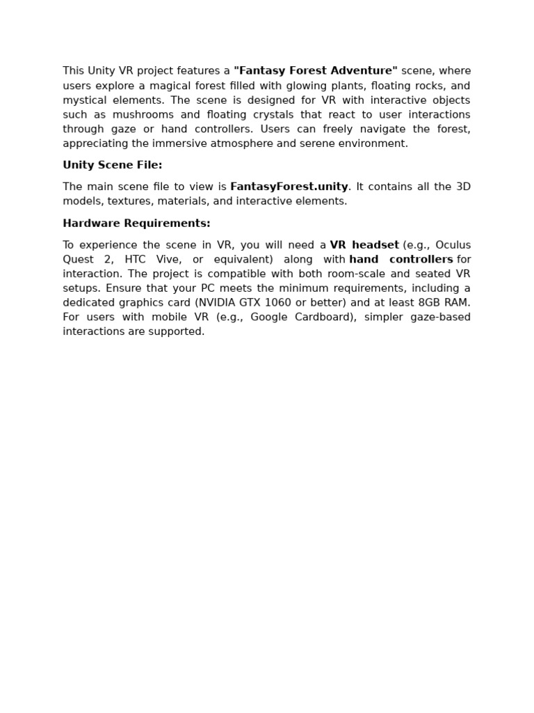 VR. unity project | PDF