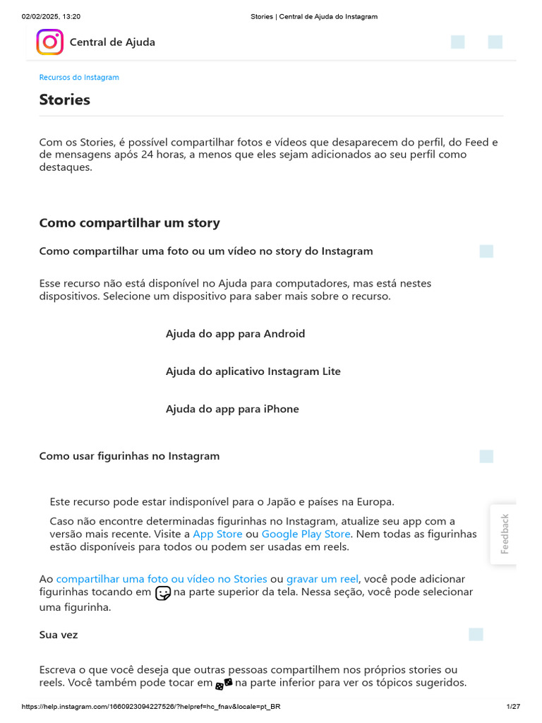 Como Usar Stories no Instagram | PDF | Aplicativo para celular | iPhone