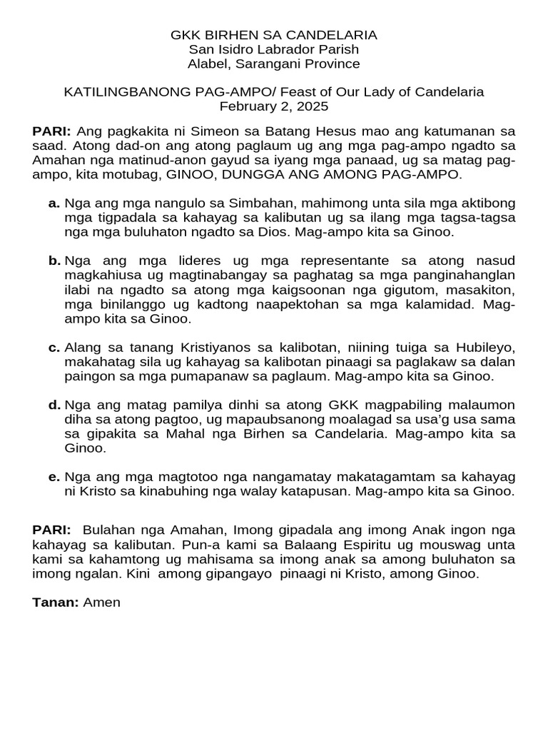 Feb 2-Birhen-sa-Candelaria | PDF