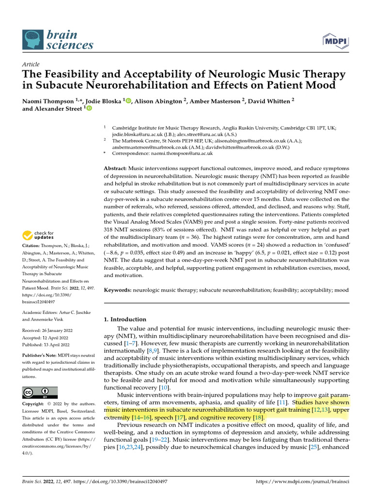 Feasibility of NMT 1. | PDF | Physical Therapy | Stroke