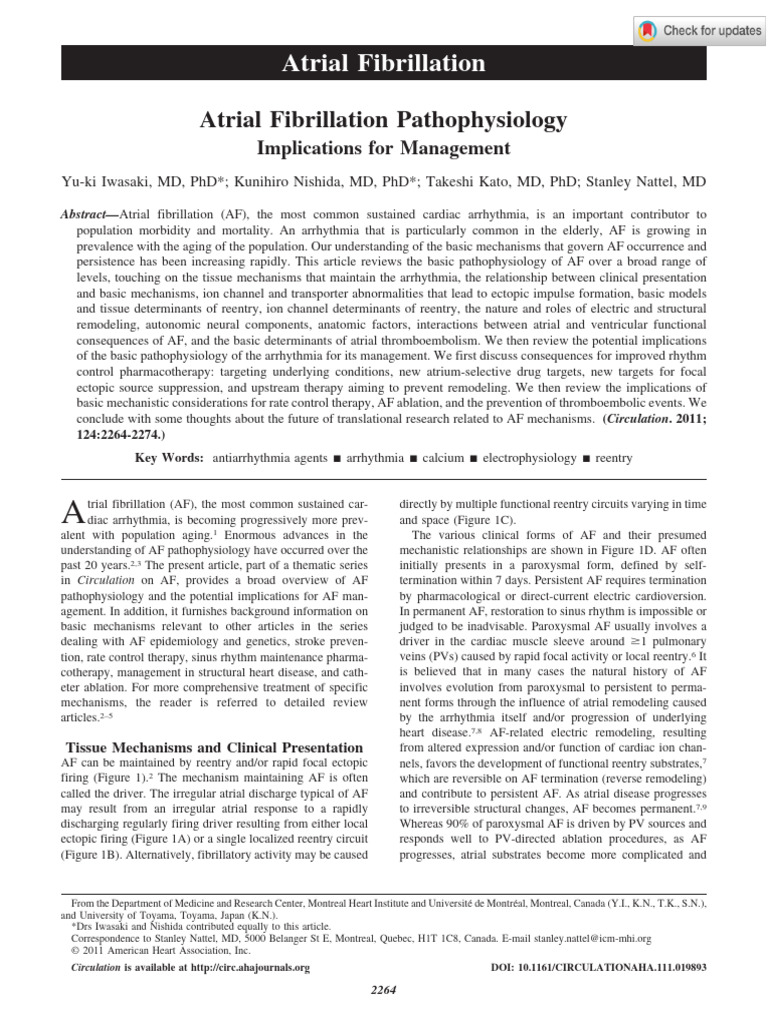 Iwasaki Et Al 2011 Atrial Fibrillation Pathophysiology | PDF | Thrombus ...