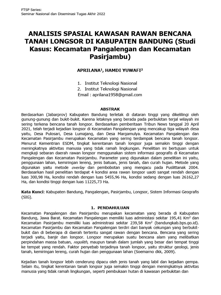 18+Analisis+Spasial+Kawasan+Rawan+Bencana+Tanah+Longsor+Di+Kabupaten+Bandung+Studi+Kasus ...