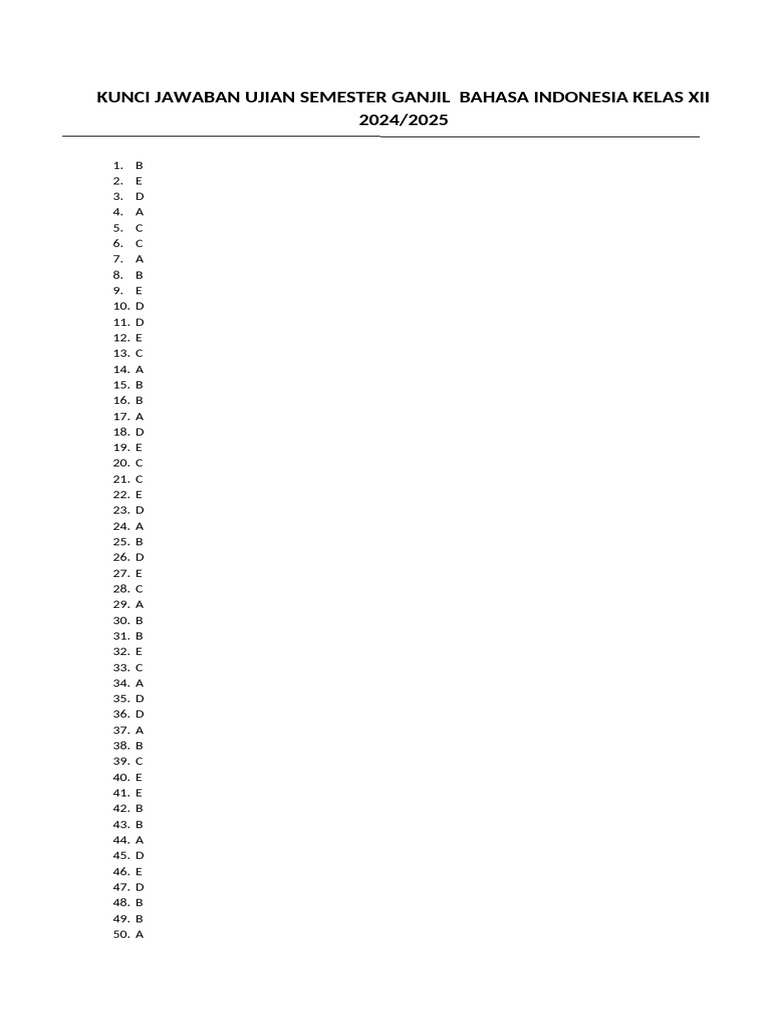 Kunci Jawaban Ganjil Bindo 12,24,25 | PDF