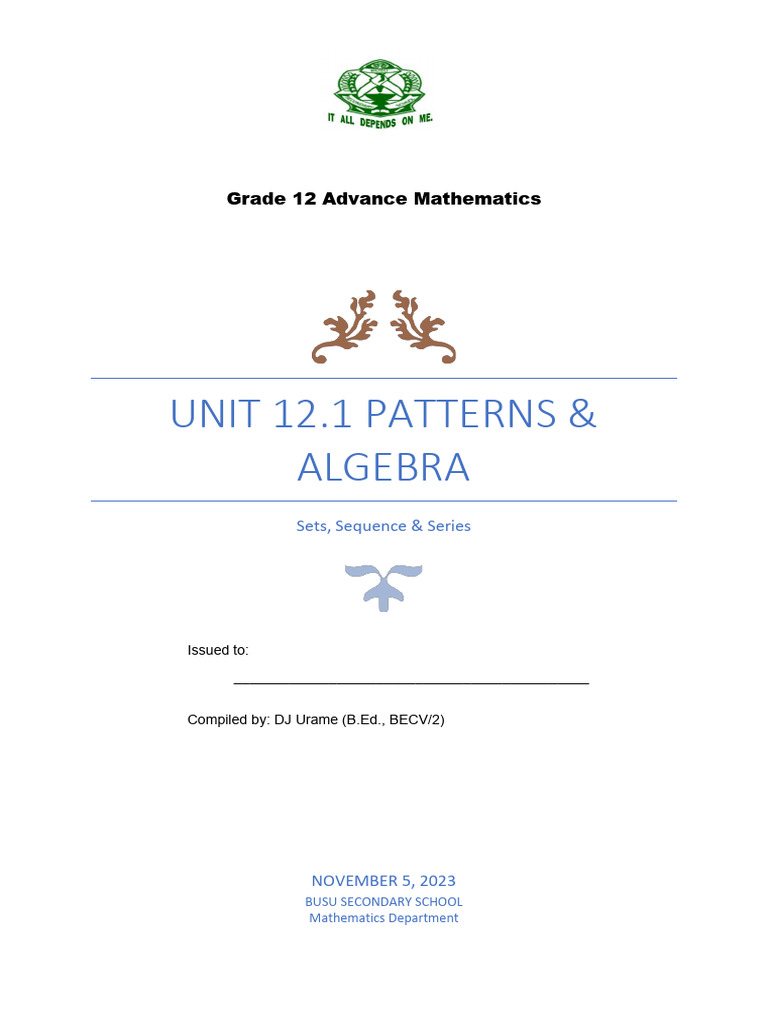 Grade 12 Patterns & Algebra Guide | PDF