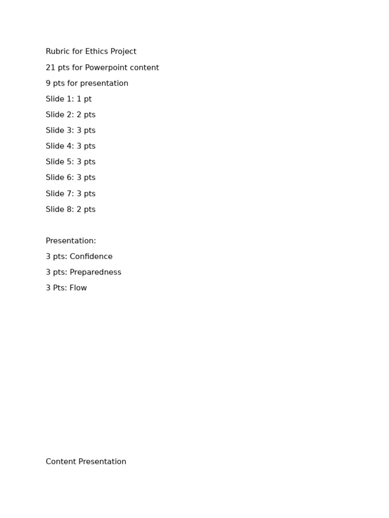 Ethics Project Presentation Rubric | PDF
