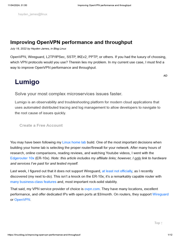Boost OpenVPN Speed on Linux | PDF | Transmission Control Protocol ...