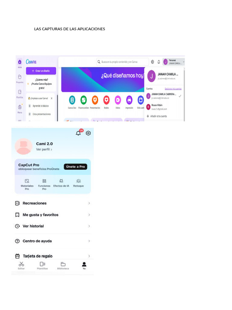 LAS CAPTURAS DE LAS APLICACIONES | PDF