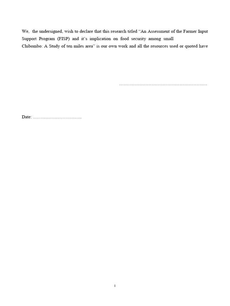 Farmer Input Support Program FISP and It | PDF | Food Security ...