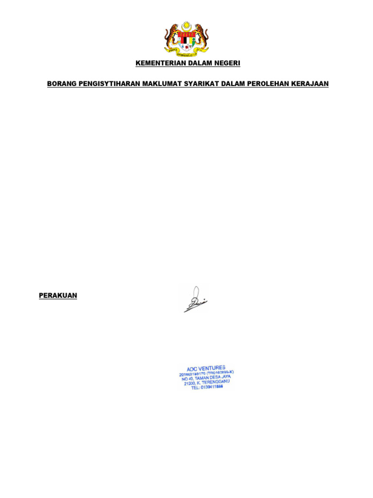 4.BORANG_PENGISYTIHARAN_MAKLUMAT_SYARIKAT_DALAM_PEROLEHAN_KERAJAAN | PDF