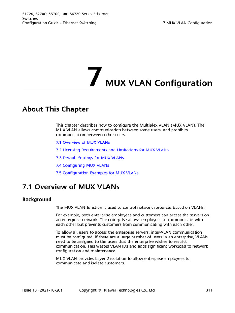 01-07 MUX VLAN Configuration | PDF | Computer Network | Network Switch