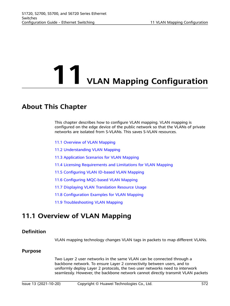 01-11 VLAN Mapping Configuration | PDF | Computer Network | Network Switch
