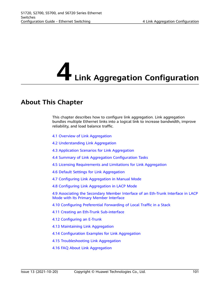 01-04 Link Aggregation Configuration | PDF | Network Switch | Ethernet 01-04 Link Aggregation Configuration | PDF | Network Switch | Ethernet