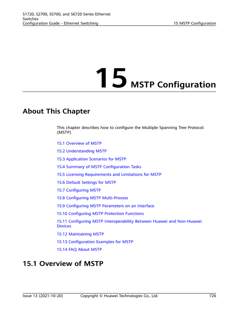 01-15 MSTP Configuration | PDF | Network Protocols | Computer Architecture