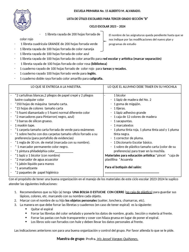 Lista de Utiles 3ro | PDF | Color | Azul