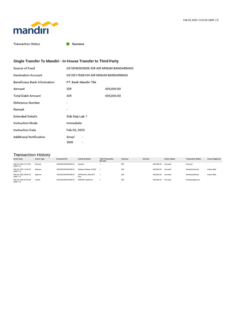 Bank Transfer Confirmation | PDF
