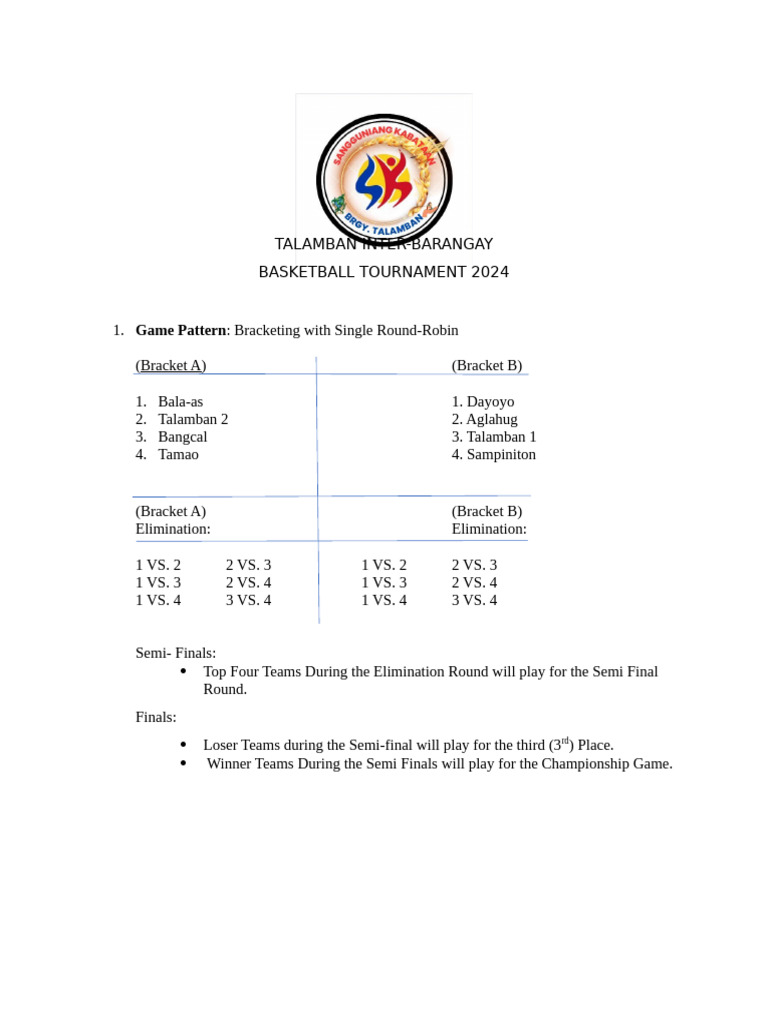 Inter - Barangay Tournament 2024 | PDF