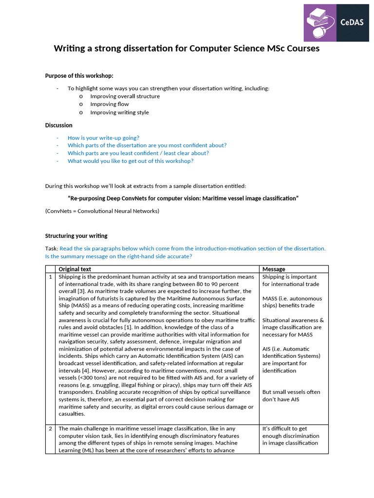 CS MSC Dissertation Workshop 2 | PDF | Computer Vision