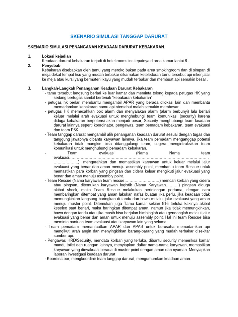 Simulasi Tanggap Darurat Kebakaran | PDF