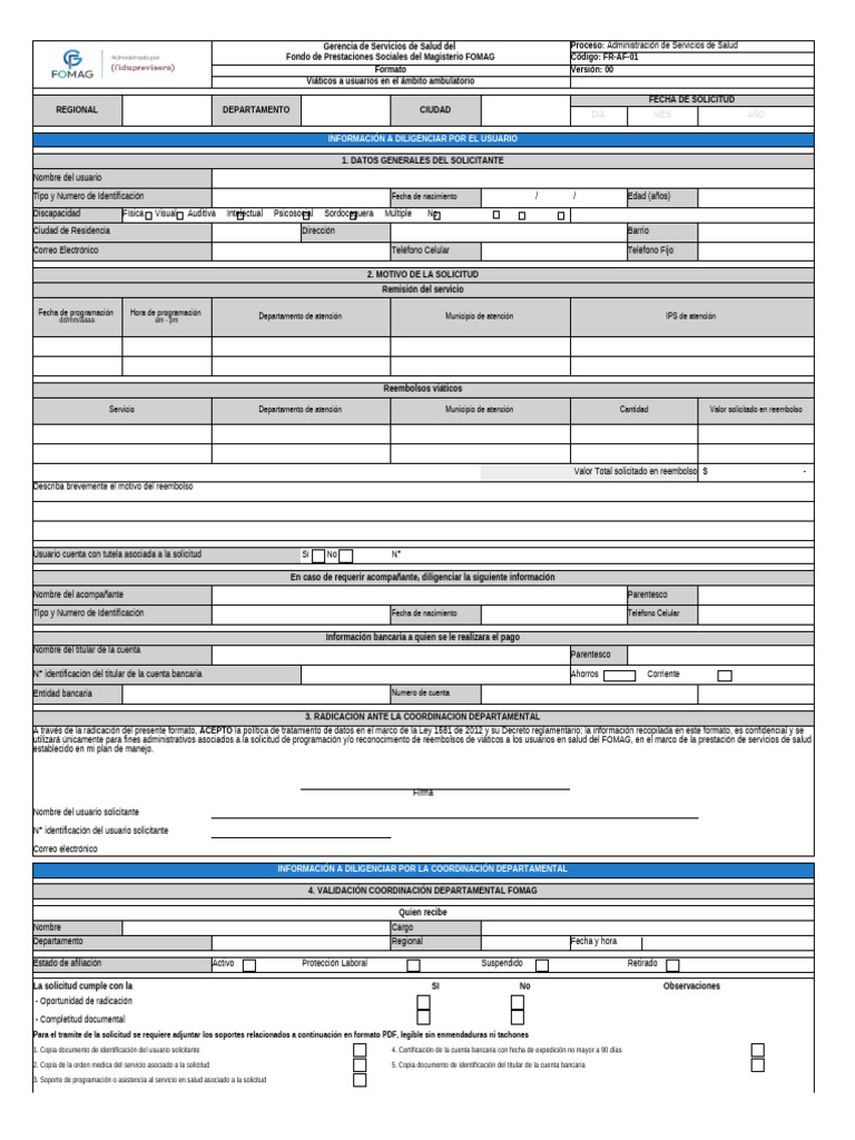 Solicitud de Viáticos FOMAG 2025 | PDF
