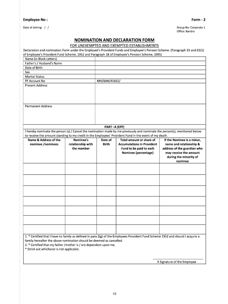 Form-2 (Nomination and Declaration) | PDF