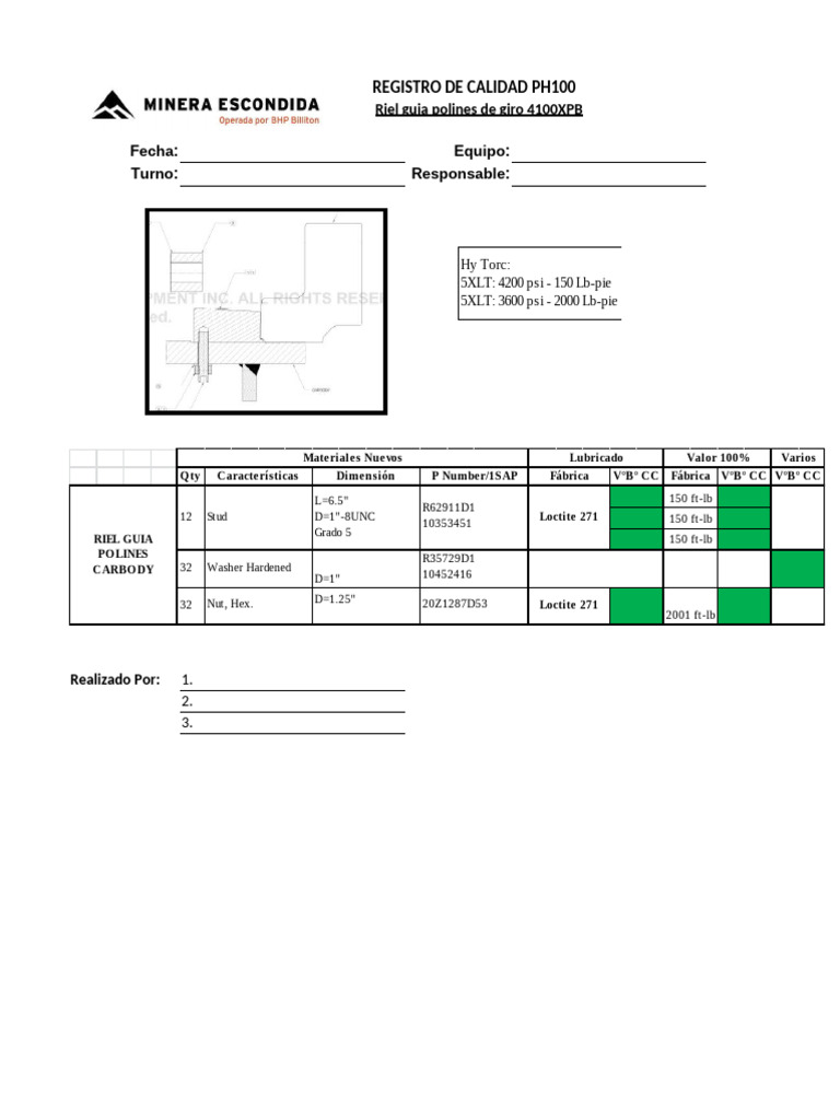 PH100 Cartilla de Calidad Guia Polines Carbody | PDF