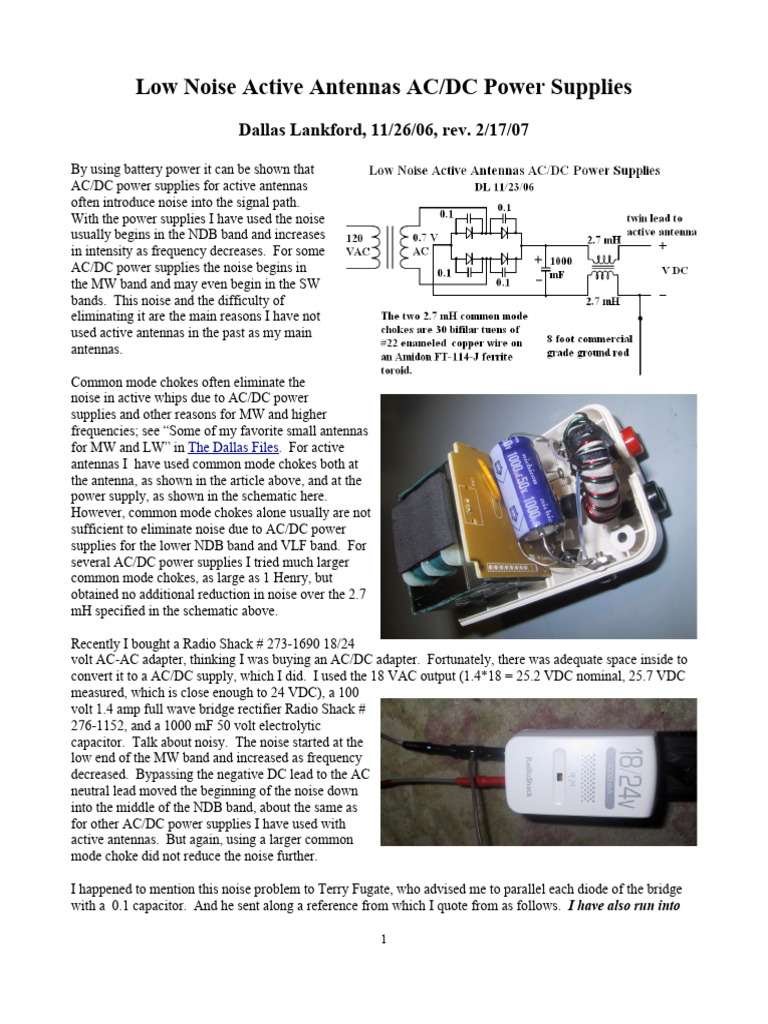 Low Noise Power Supplies for Active Antennas | PDF | Rectifier | Power ...