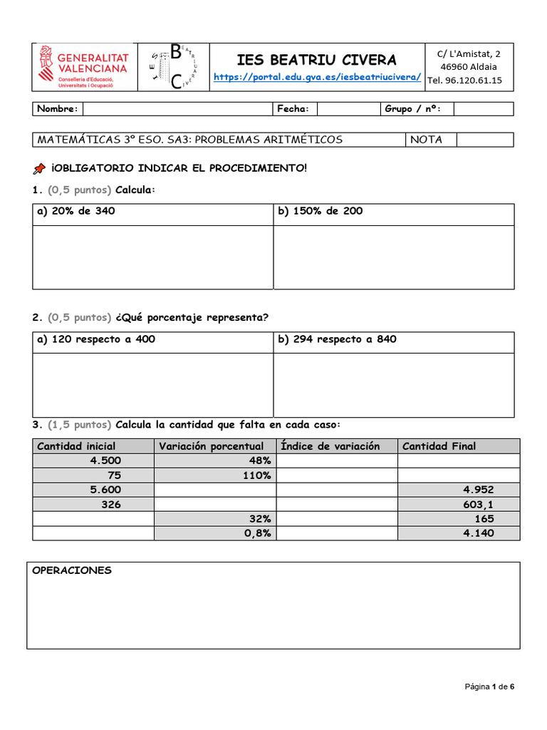 Examen 3ESOB - T3 v1 | PDF