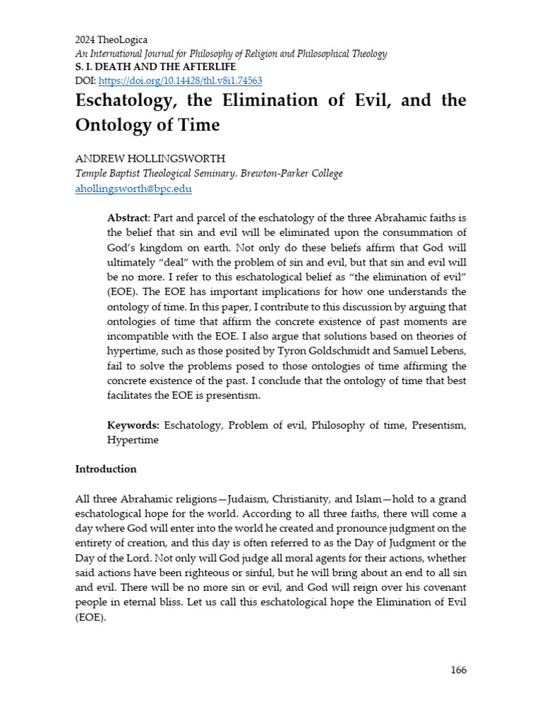 Elimination of Evil and Time Ontology | PDF | Sin | Existence