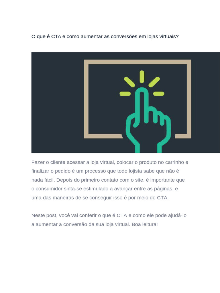 O Que é CTA e Como Aumentar as Conversões Em Lojas Virtuais | PDF | E ...
