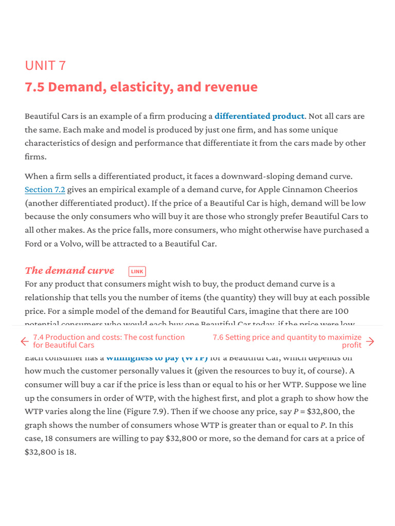 7.5 Demand, Elasticity, and Revenue - Microeconomics | PDF | Demand ...