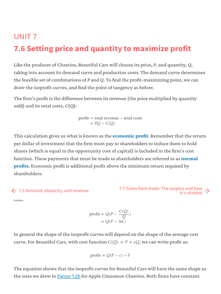 7.6 Setting Price and Quantity to Maximize Profit – Microeconomics ...