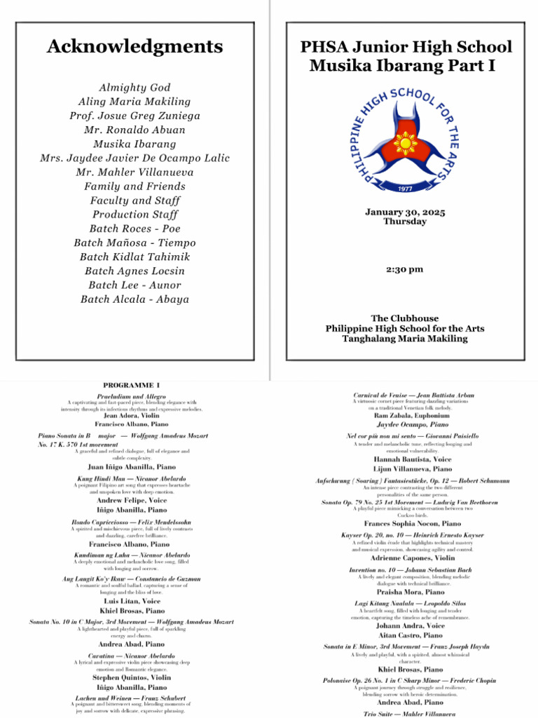Jhs Recital Program 1 | PDF