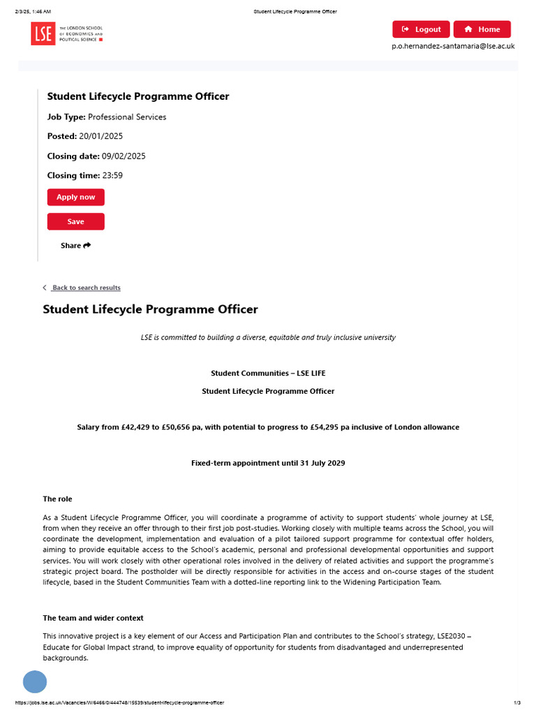 Student Lifecycle Officer Job LSE | PDF