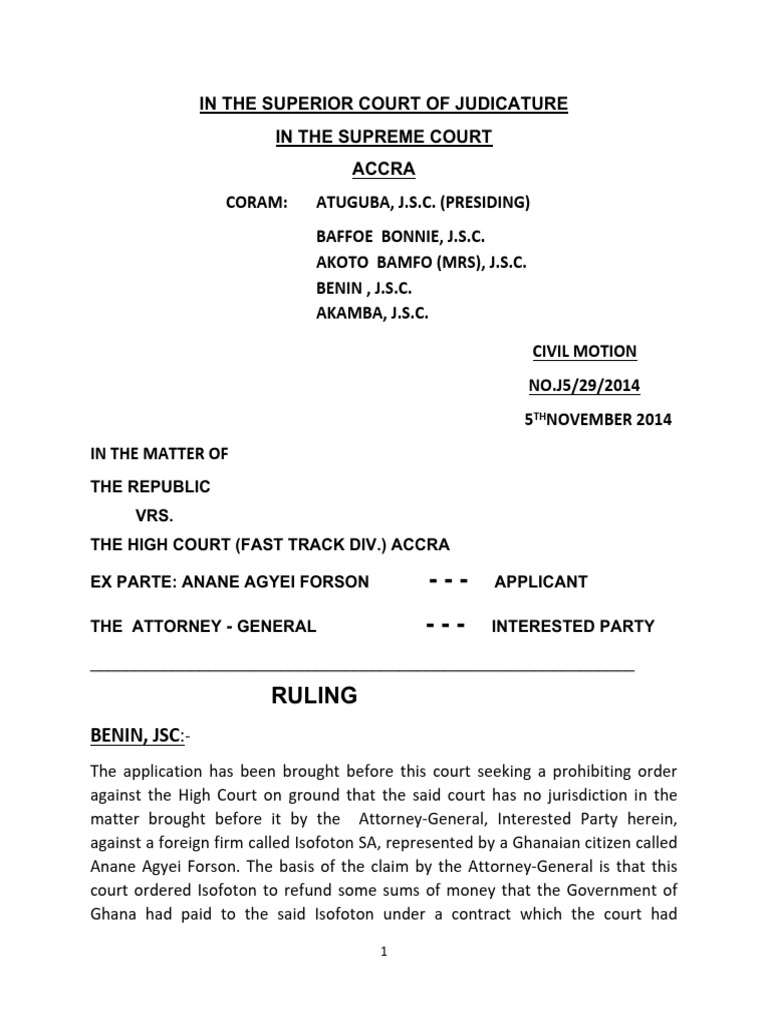 Republic VRS - High Court Fast Track Ex Parte Anane Agyei Forson | PDF | Judgment (Law) | Lawsuit