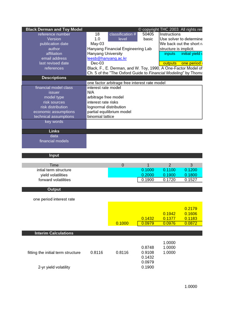 Black Derman Toy Model | PDF | Yield Curve | Arbitrage