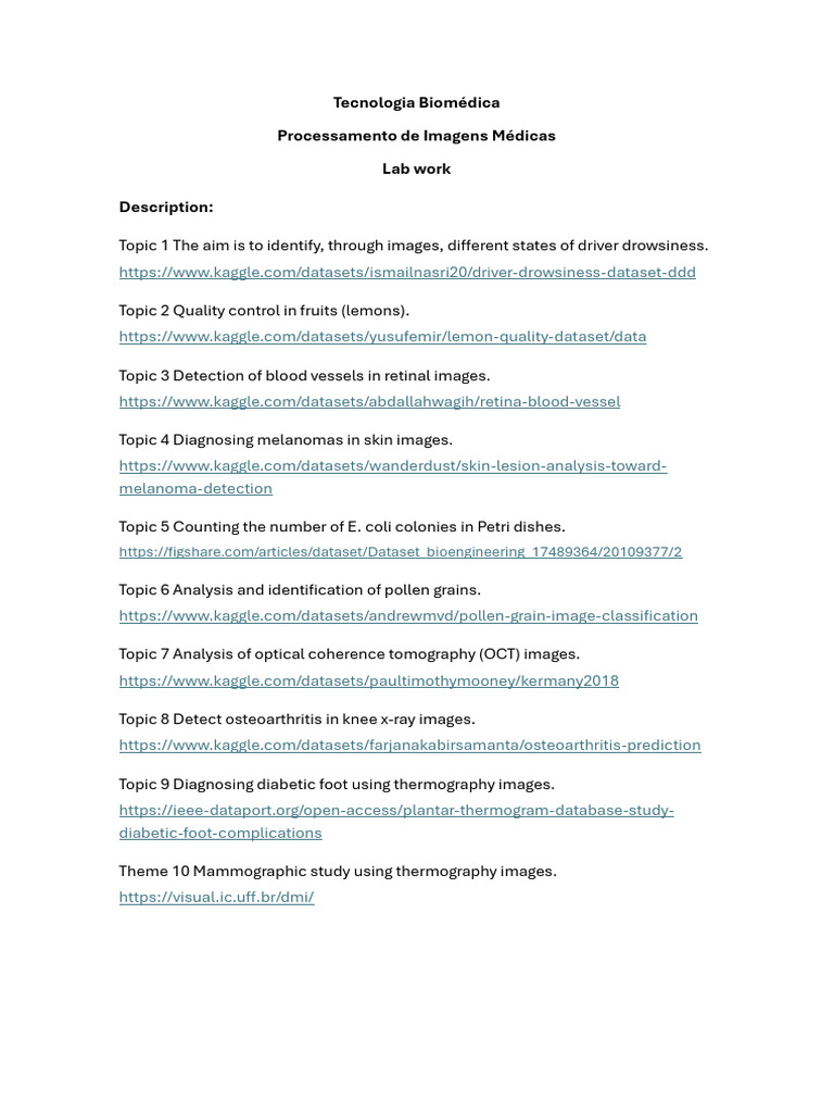 Biomedical Image Processing Topics | PDF