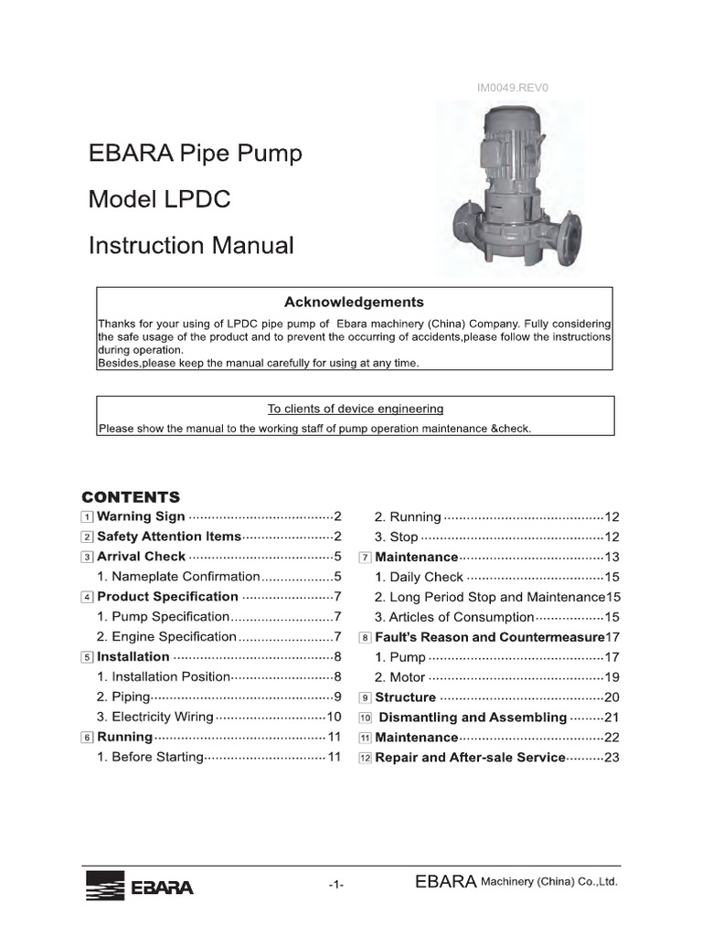EBARA Manual For LPDC | PDF