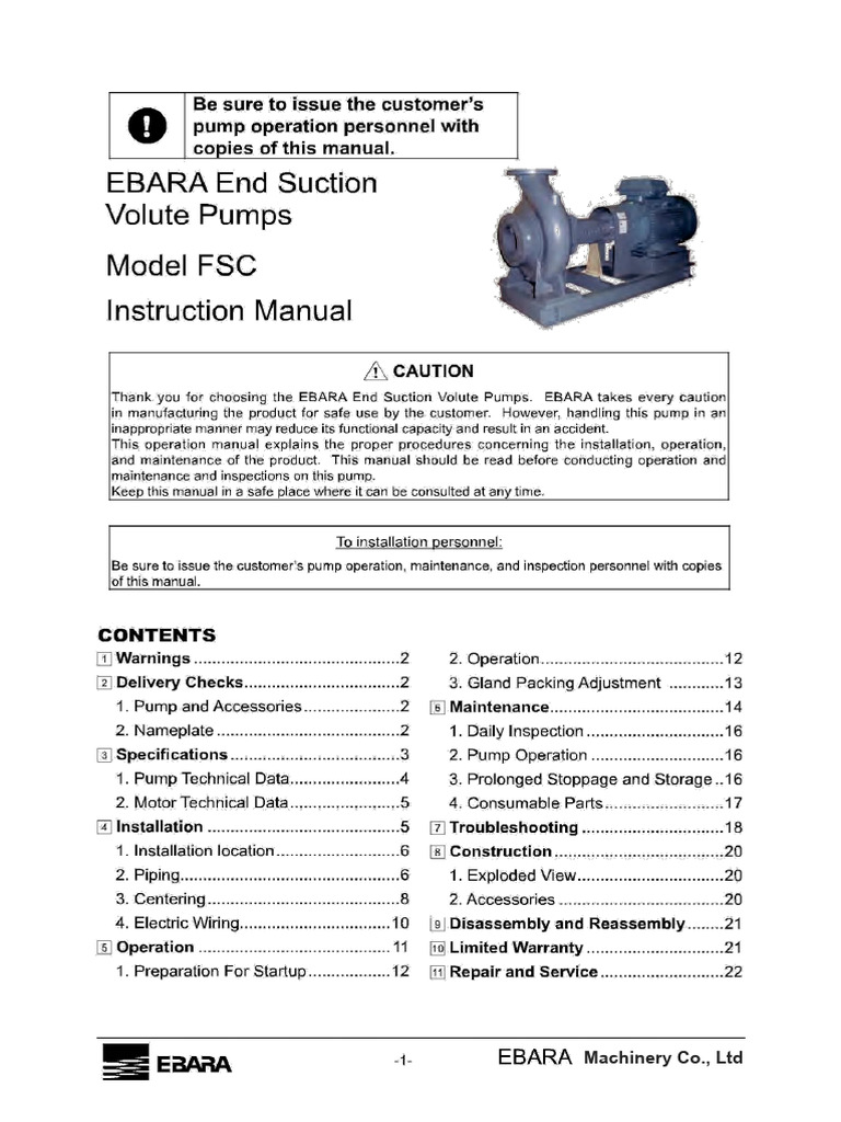 EBARA Manual For FSC | PDF