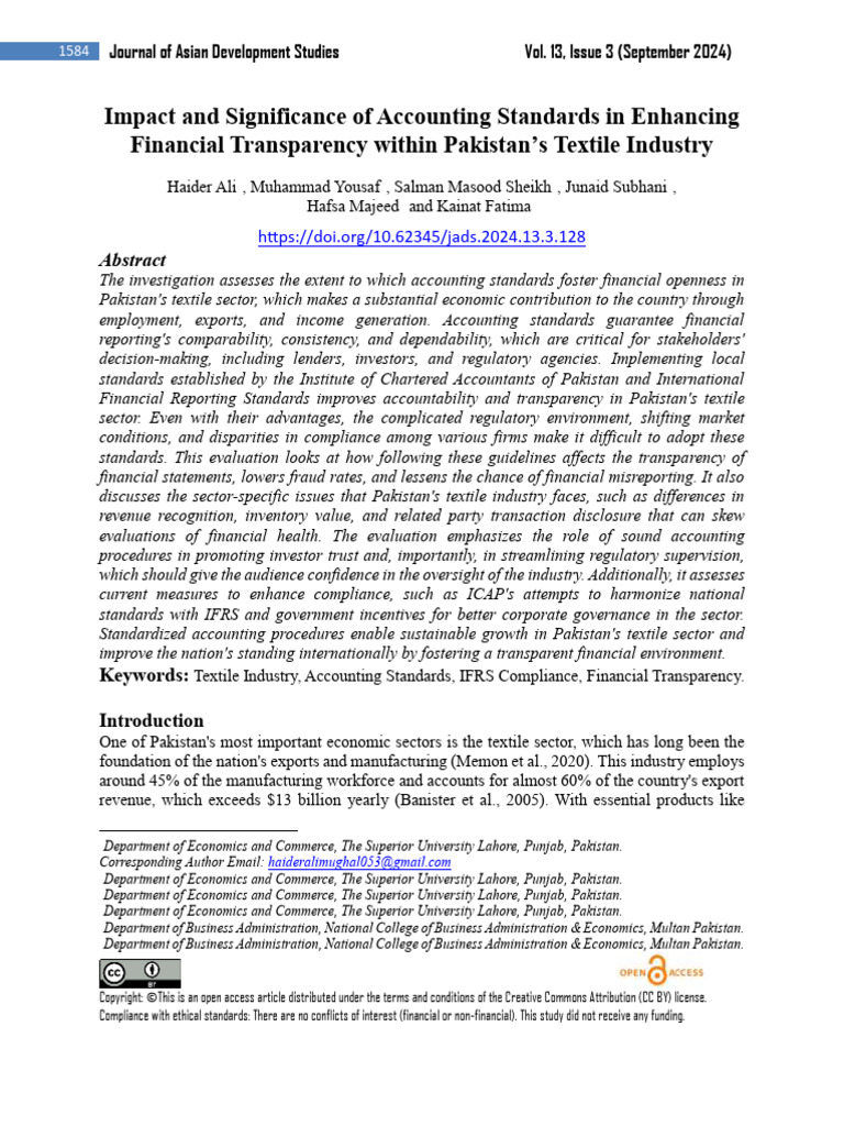 Impact and Significance of Accounting Standards in | PDF ...