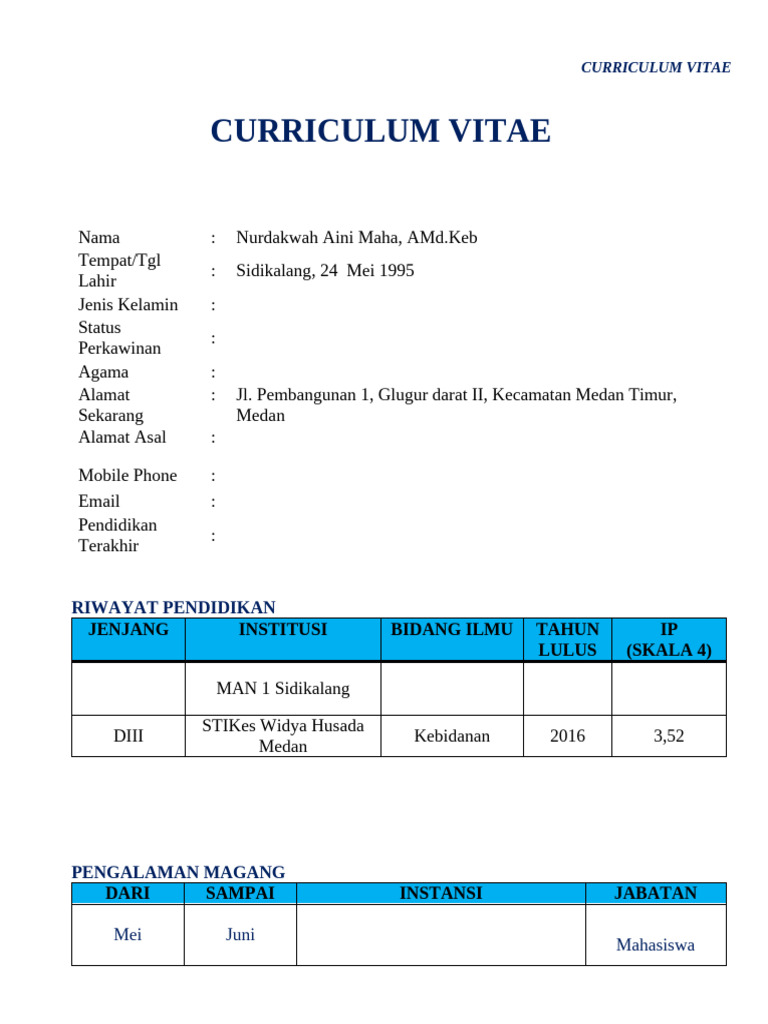 CV Nurdakwah Aini Maha, Kebidanan | PDF