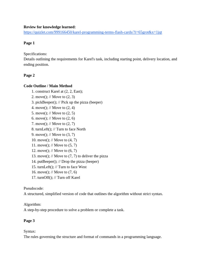 Karel The Robot Packet | PDF