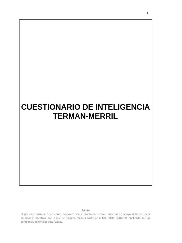 Terman Merrill Test | PDF | Inteligencia | Aprendizaje
