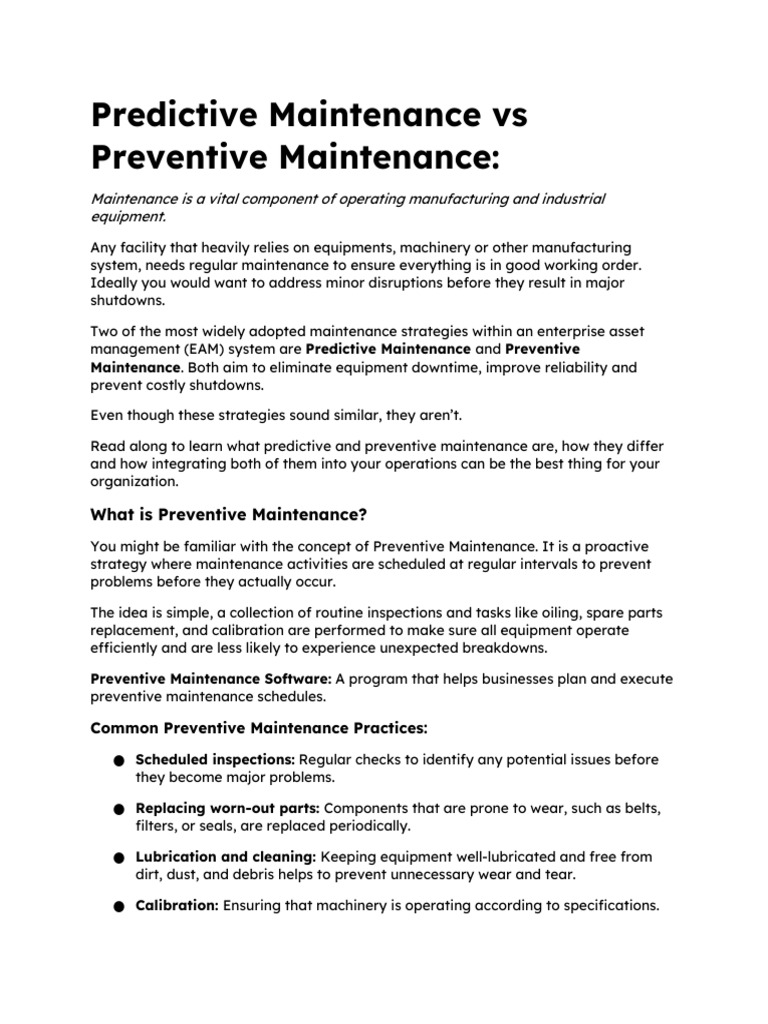 Predictive vs Preventive Maintenance Guide | PDF | Systems Engineering