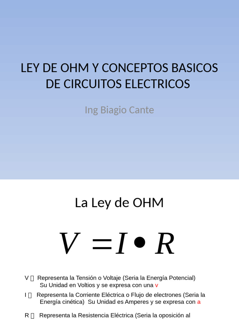Clase 1 Ley de Ohm y Conceptos Basicos de Circuitos | PDF | Resistencia Eléctrica y Conductancia ...