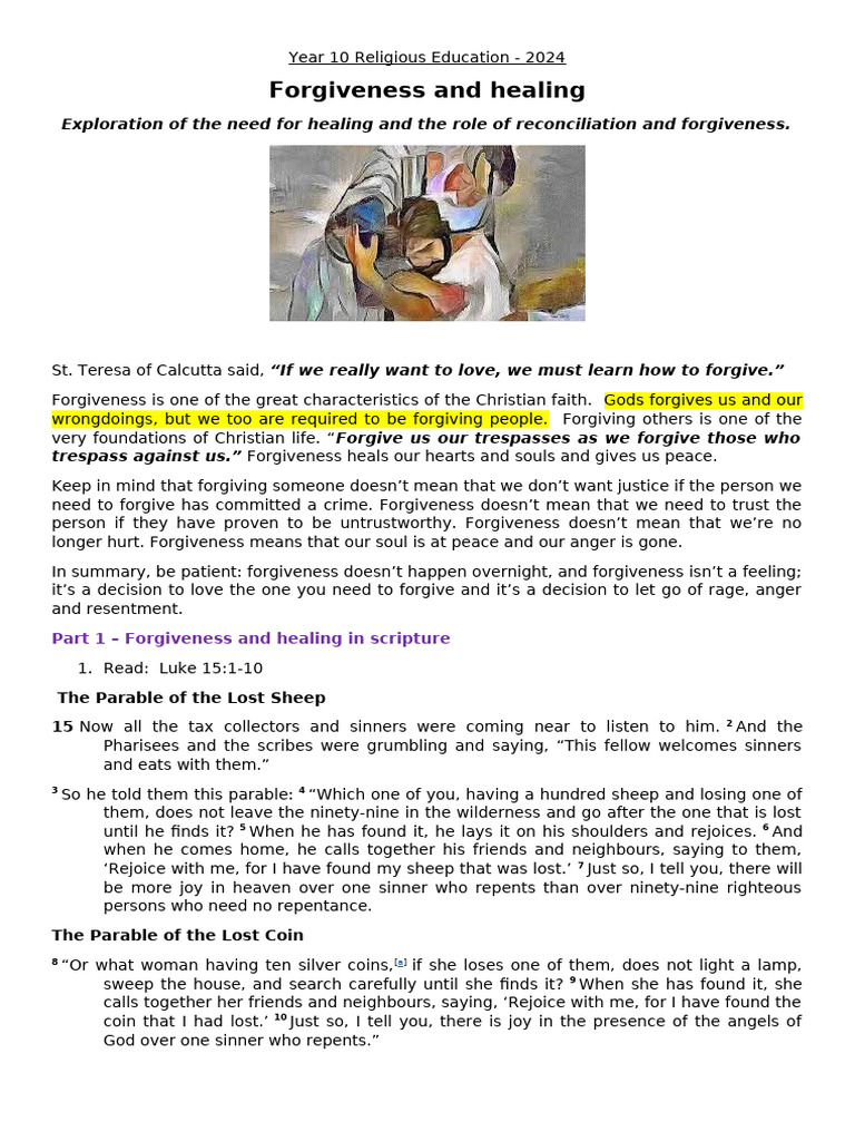 Forgiveness and Healing in Christianity | PDF | Forgiveness | Jesus